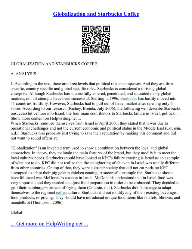 Globalization And Starbucks Coffee | PDF