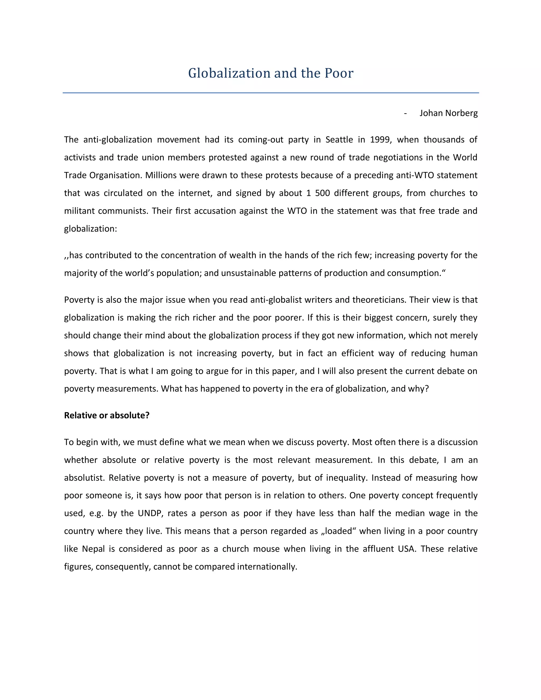 Globalization and the poor | PDF