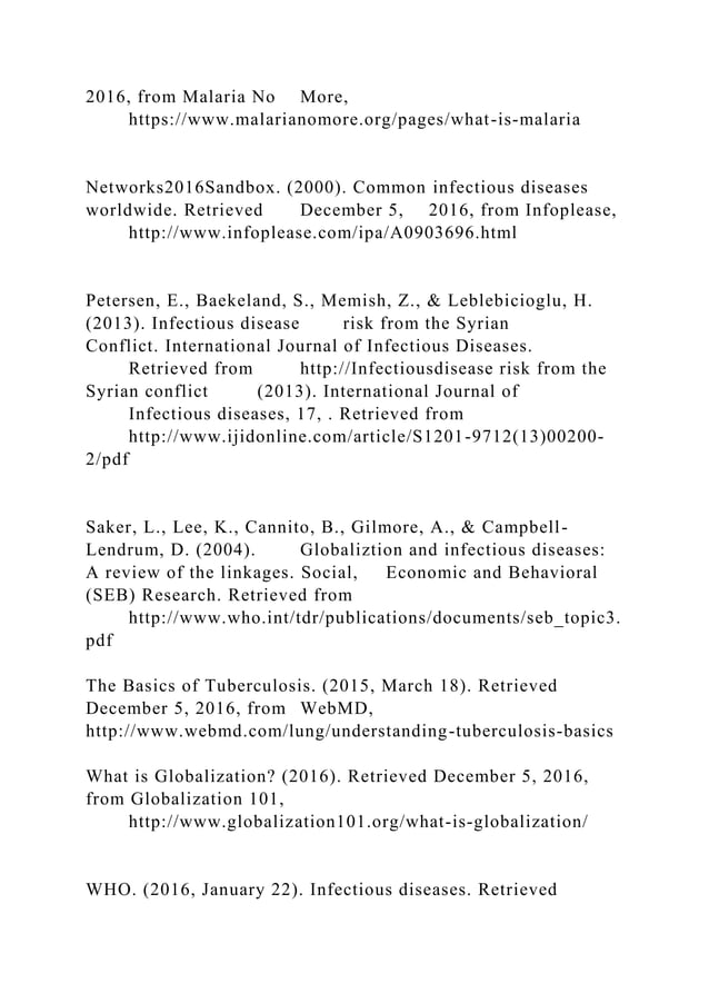Globalization and the Spread of Infectious DiseasesGlobalizatio.docx
