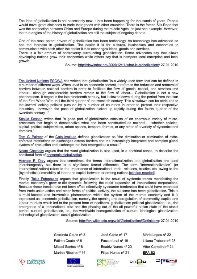 Globalization Definitions | PDF | Business | Business and Finance