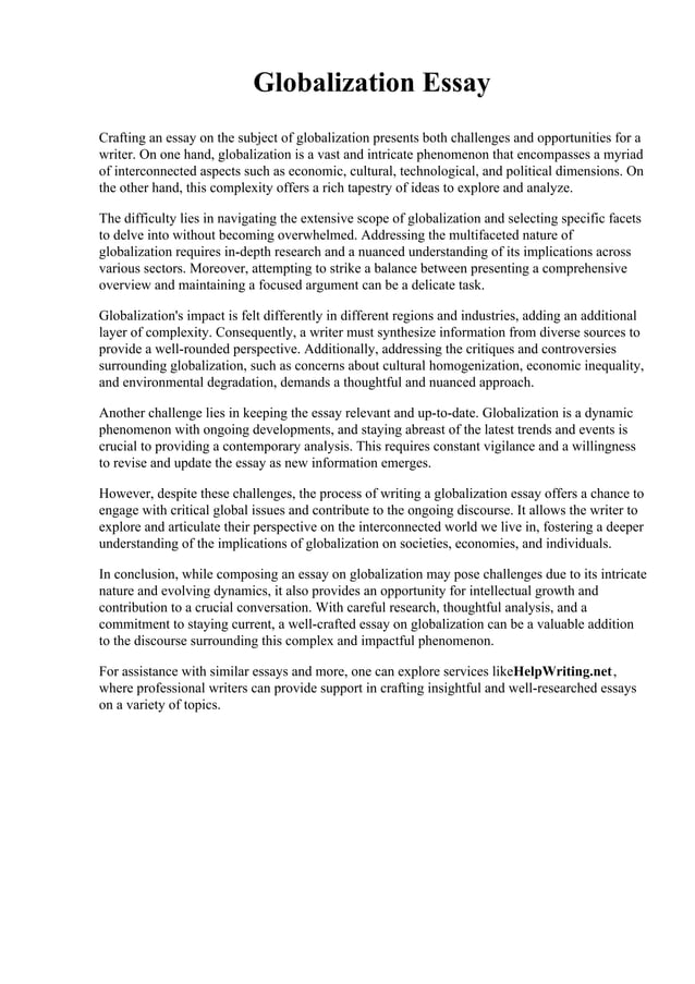 Globalization Essay. Saint Martin's University | PDF