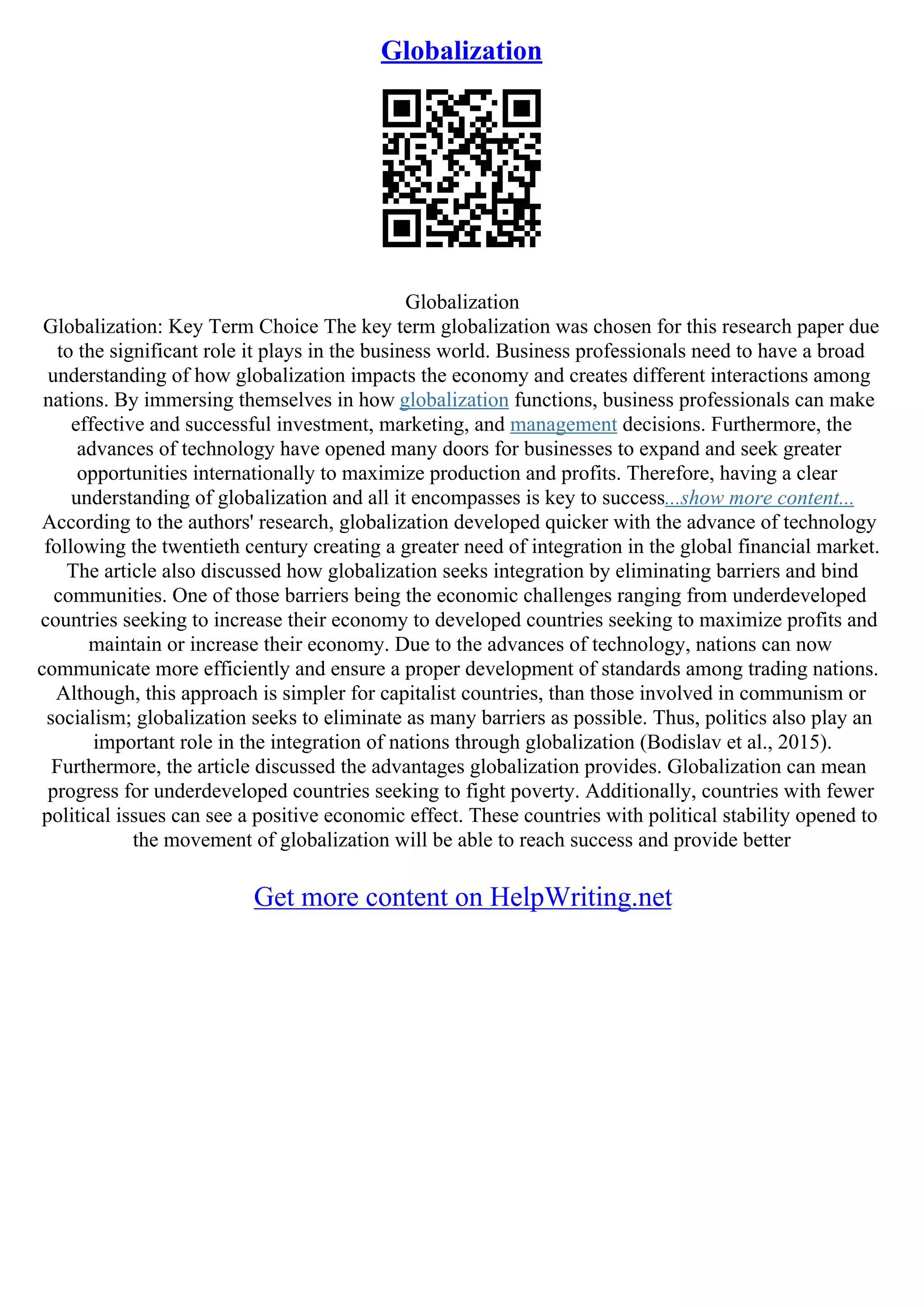 Globalization Essay Topics | PDF