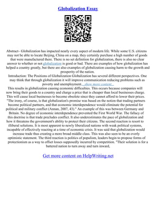 Globalization Essay Topics | PDF