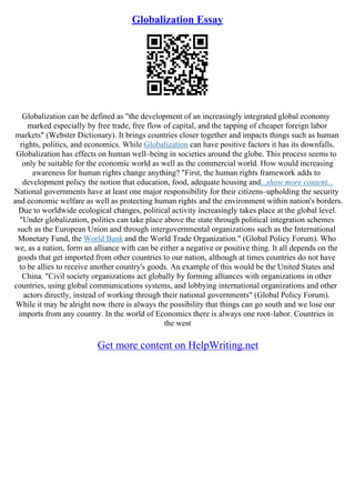 Globalization Essay Topics | PDF