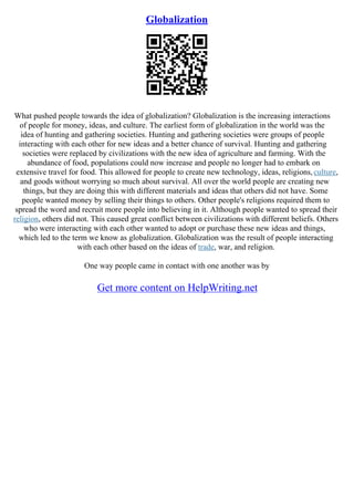 Globalization Essay Topics | PDF