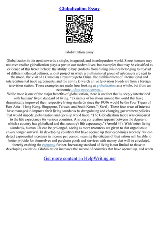 Globalization Essay Topics | PDF