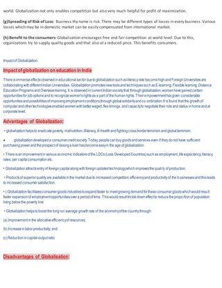 B.com project on Globalization | DOCX