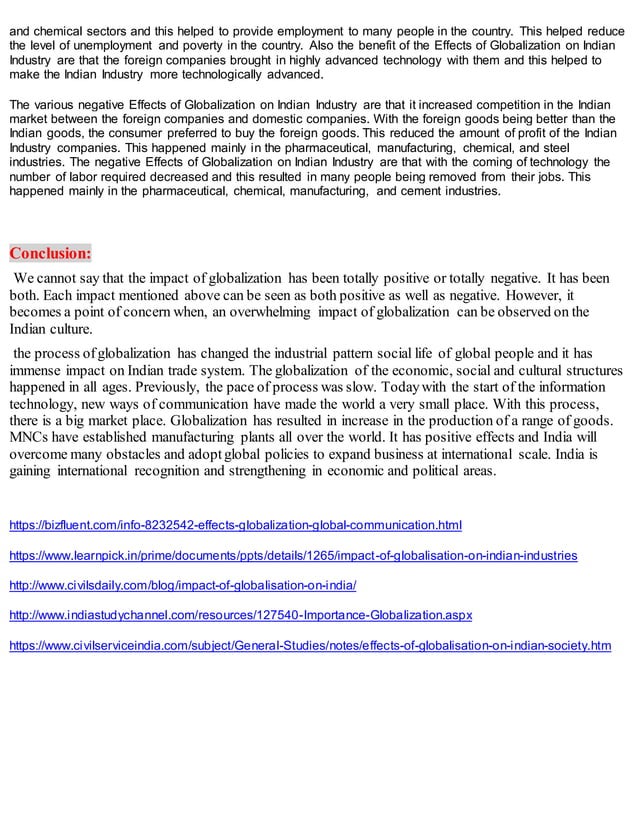 B.com project on Globalization | DOCX