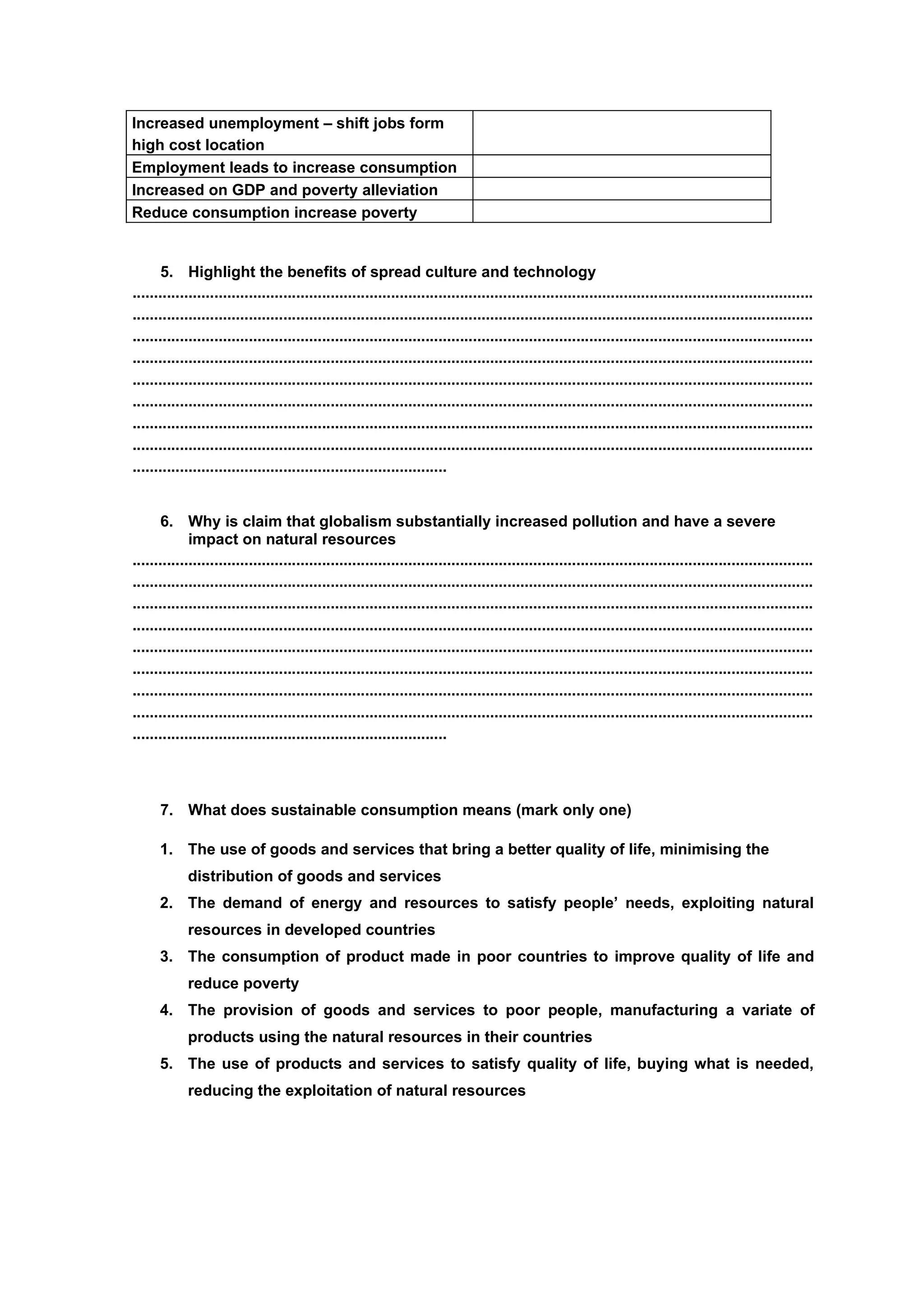 Globalization quiz | DOC