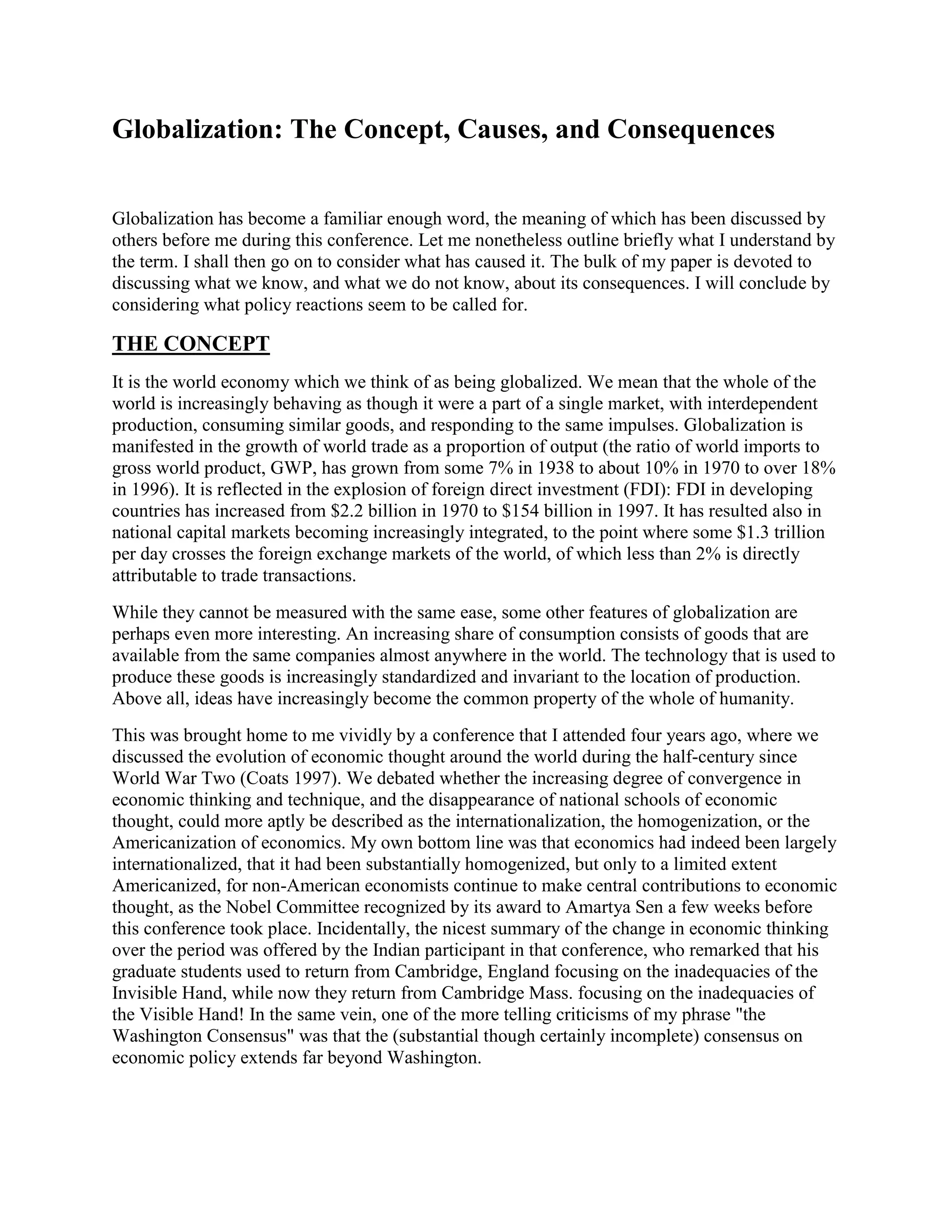 Globalization The Concept, Causes, and Consequences.docx | Economy ...