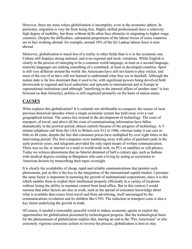 Globalization The Concept, Causes, and Consequences.docx | Economy | Business and Finance