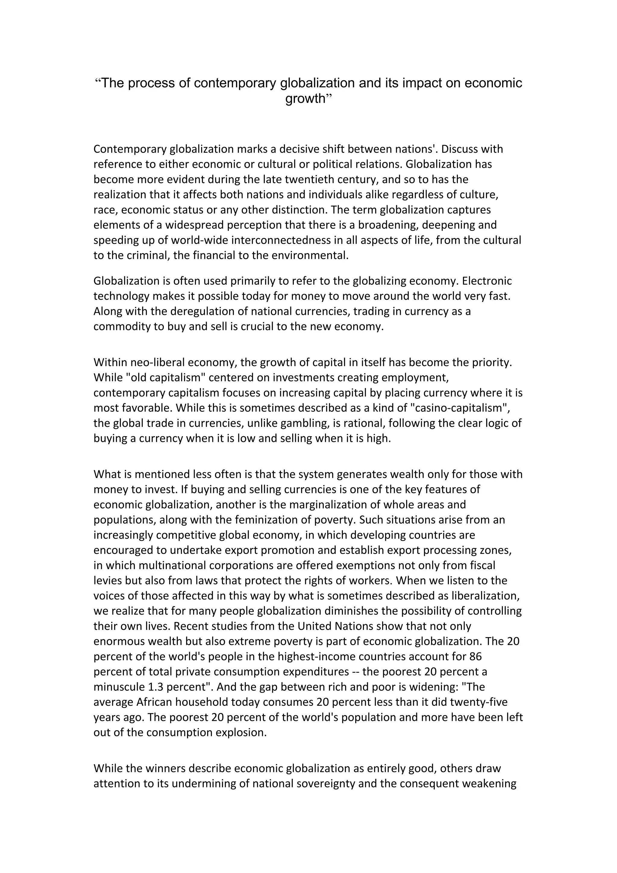 Globalization vs economic growth | DOC