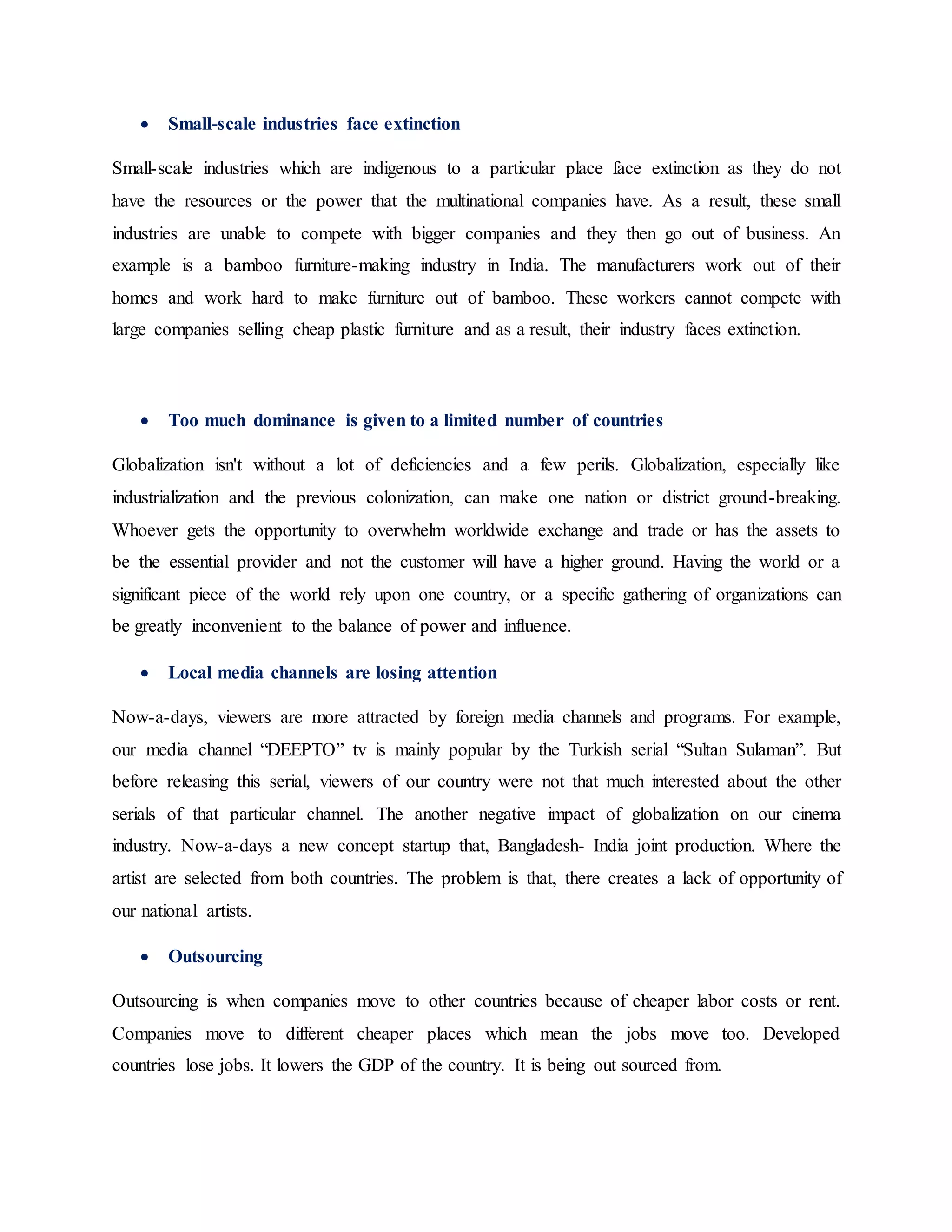 Globalization's Negative Effects | DOCX