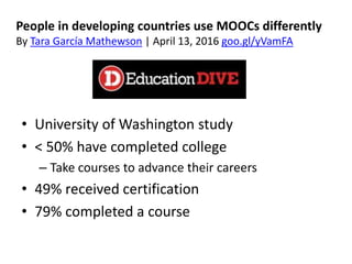 Lowering MOOC Production Costs and the Significance for Developing Countries | PPTX | Online ...
