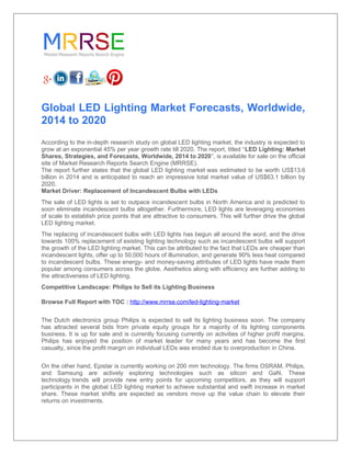 Global led lighting market forecasts, worldwide, 2014 to 2020 | DOC