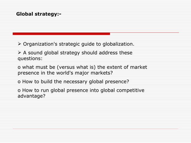 Global level strategy | PPT