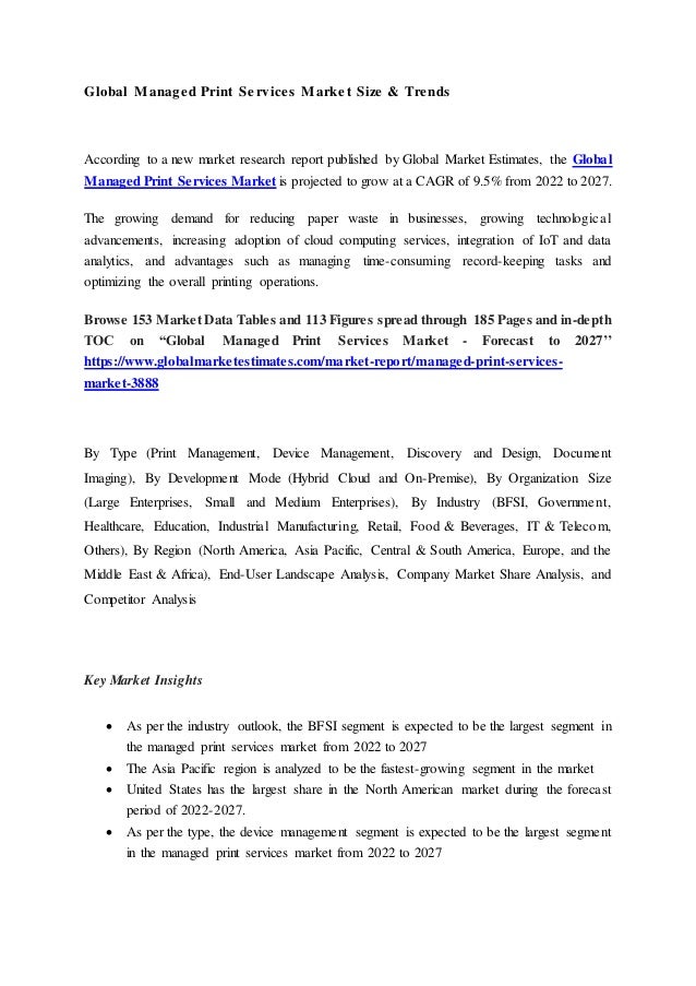 Global Managed Print Services Market Size & Trends Global Managed Print Services Market Size & Trends