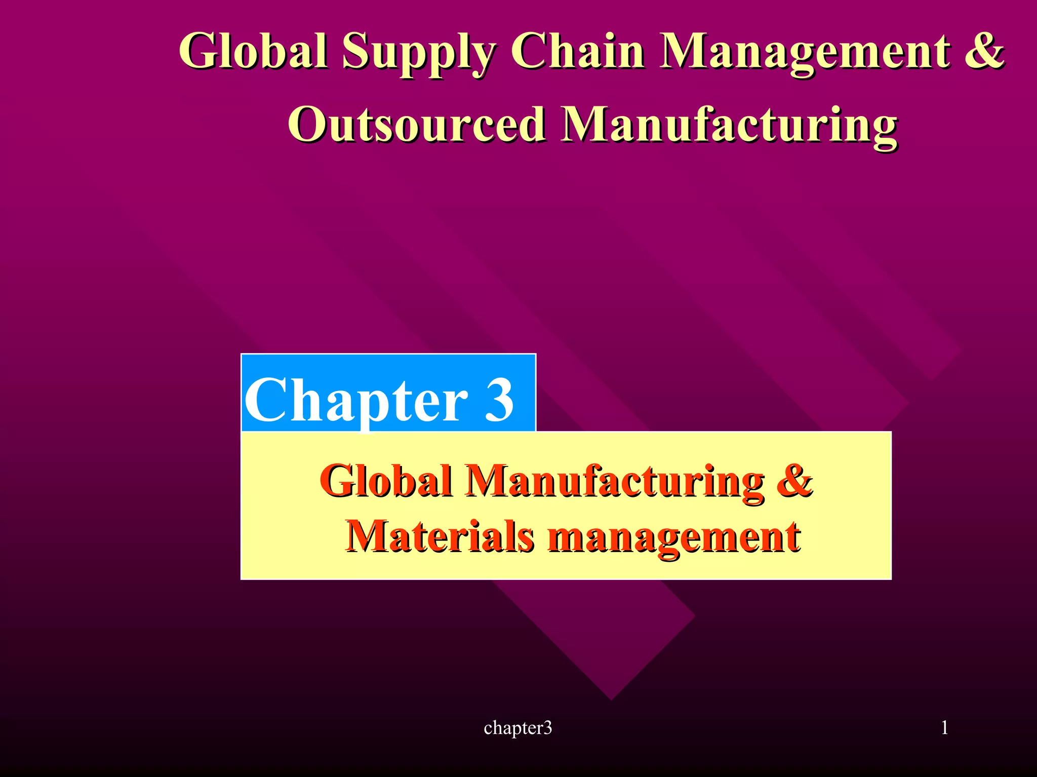 Global Manufacturing and Material Management | PDF