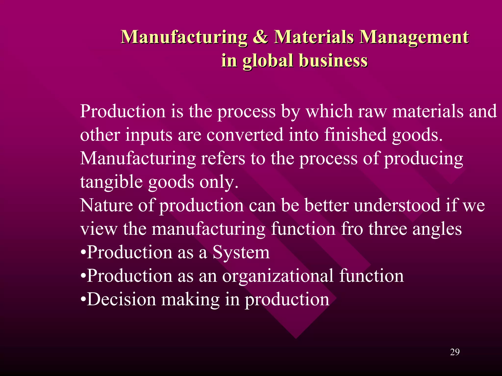 Global Manufacturing and Material Management | PDF