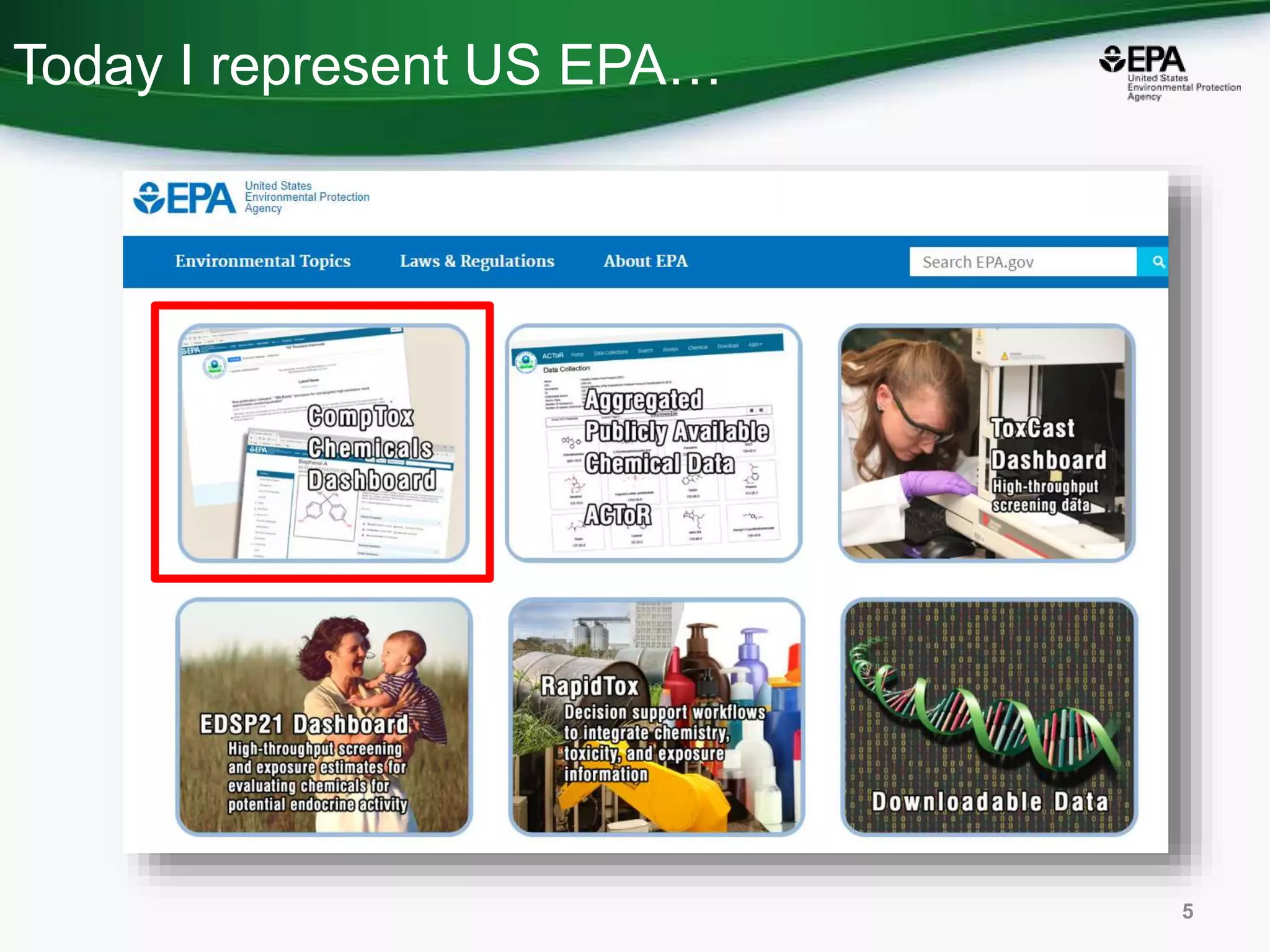 US EPA CompTox Chemicals Dashboard Data Integration Hub to Support En…