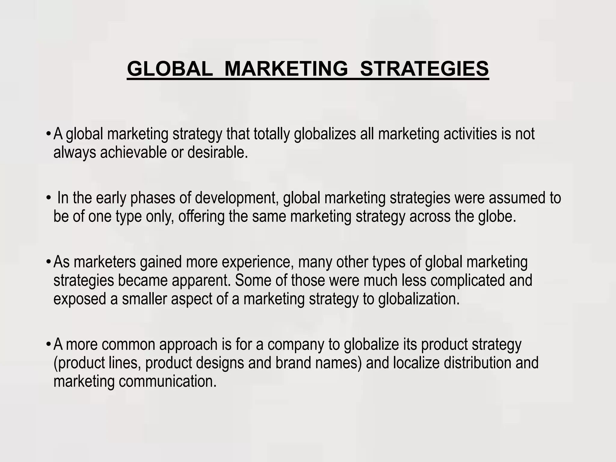 Global market & global marketing strategies- MBA | PPTX