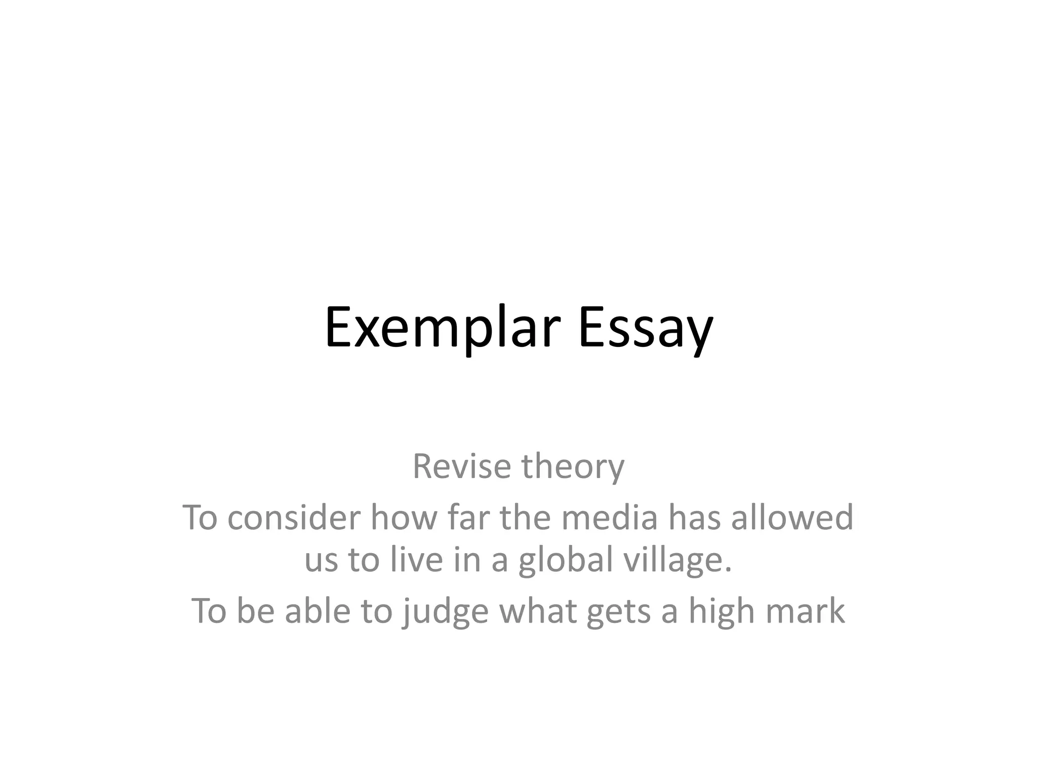 Global media lesson lesson 13 essay plans and exemplars | PPT