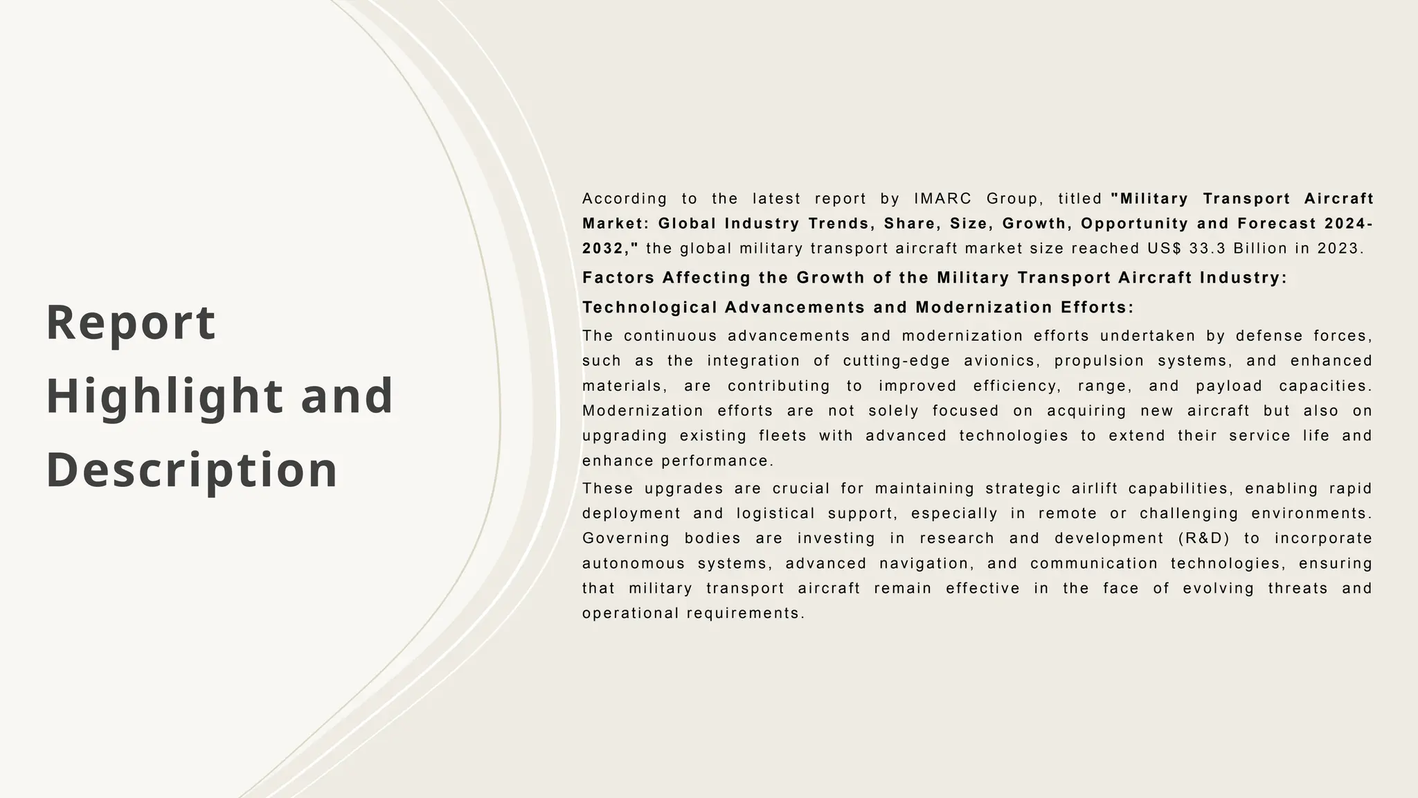 Military Transport Aircraft Market PPT: Growth, Outlook, Demand, Keyplayer Analysis and ...