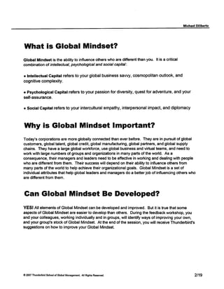 Mike Diliberto's Global Mindset | PDF | Education