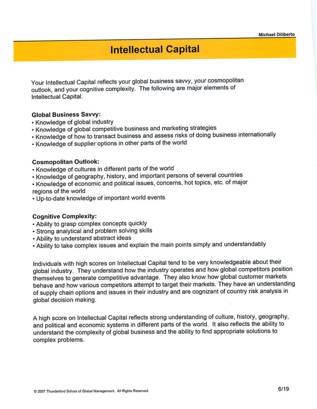 Mike Diliberto's Global Mindset | PDF