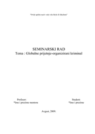 Globalne prijetnje organizirani kriminal | DOC