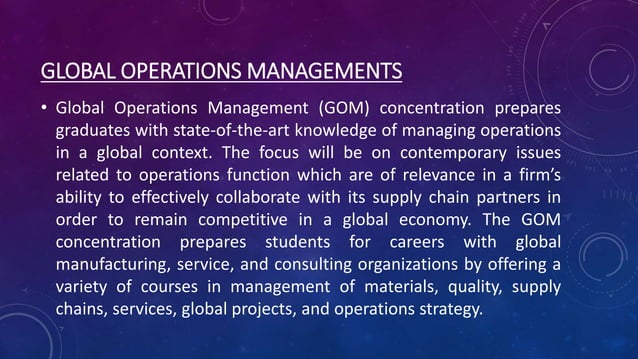 Global operations management | PPTX | Logistics | Business