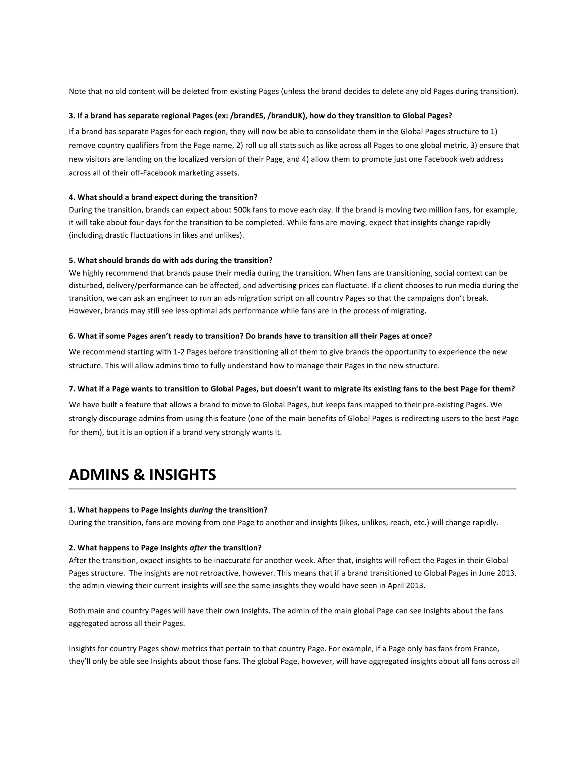 Facebook Global pages FAQ | PDF