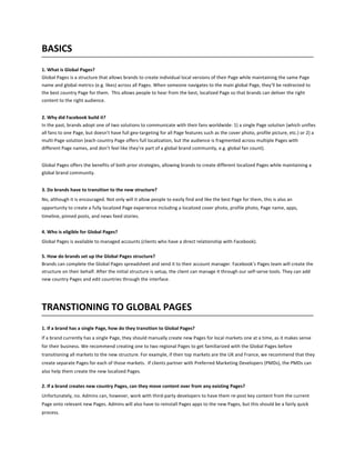 Facebook Global pages FAQ | PDF