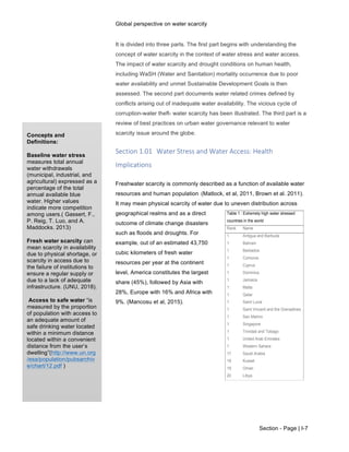 Global Perspective on Water Scarcity | PDF