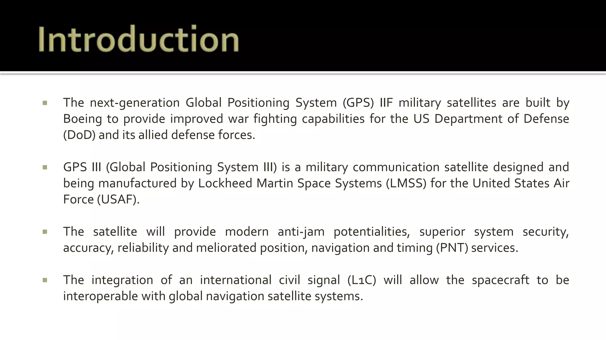Global positioning system(gps), usa iif military satellite | PPT