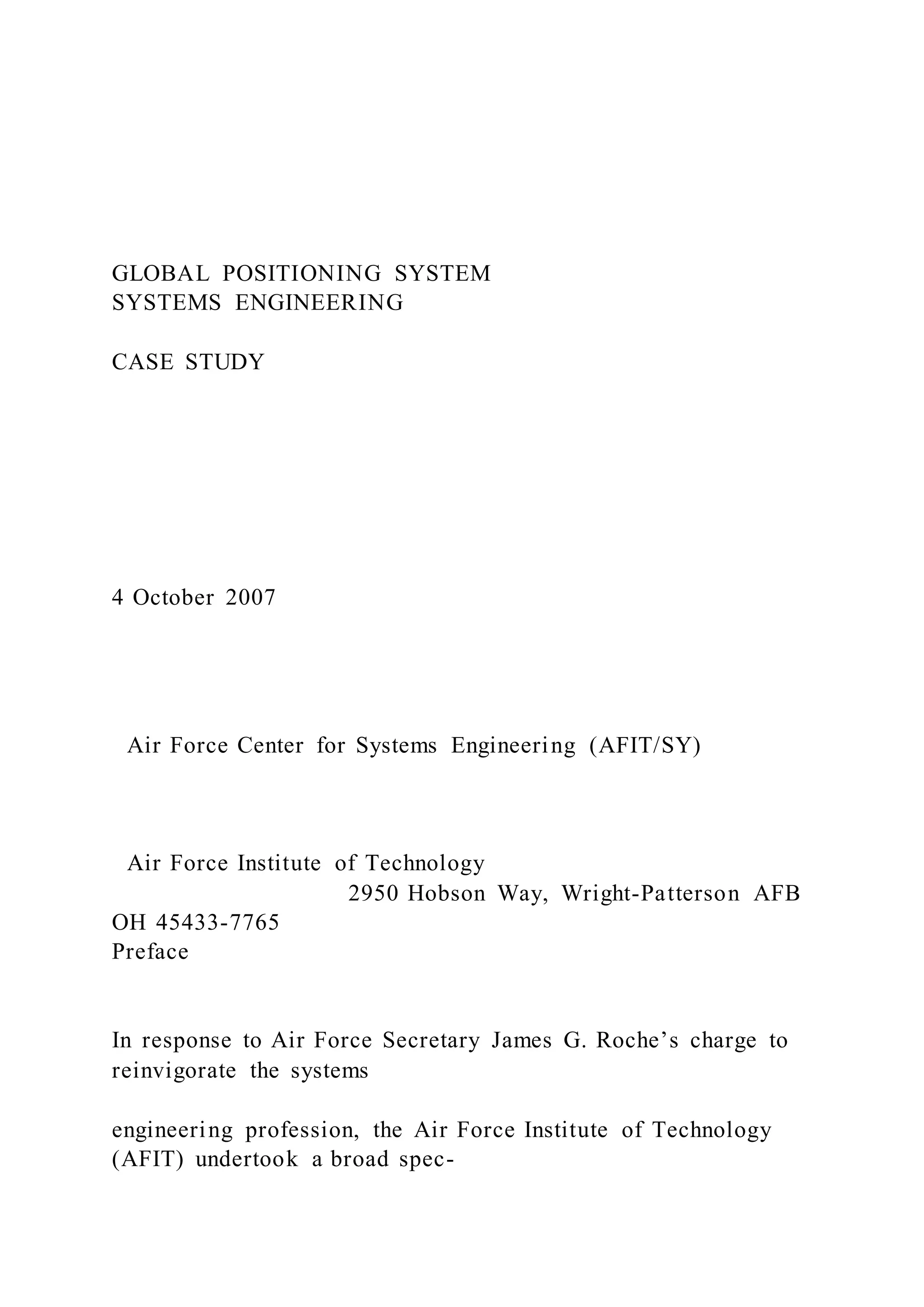 GLOBAL POSITIONING SYSTEM SYSTEMS ENGINEERING CASE S | PDF