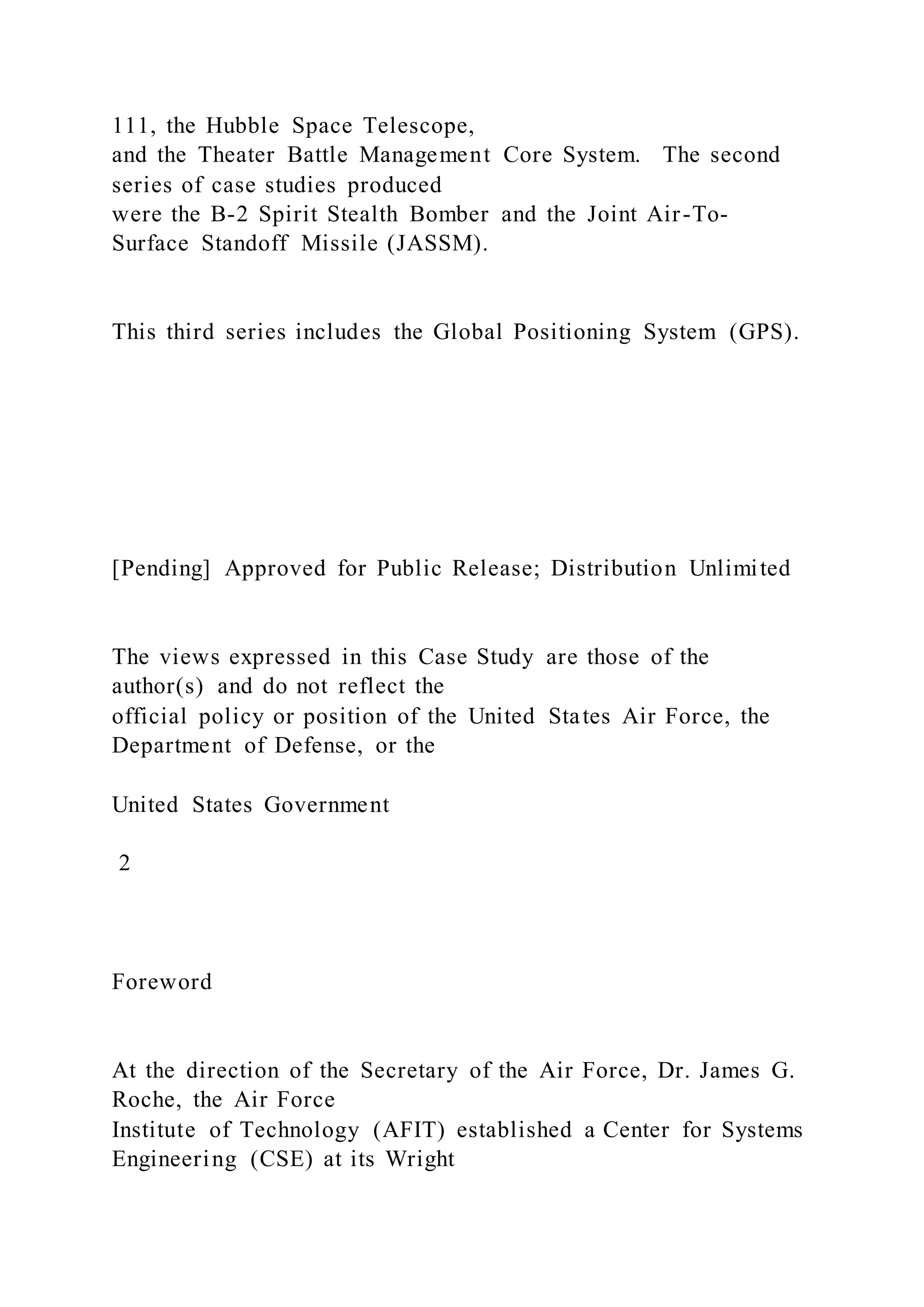 GLOBAL POSITIONING SYSTEM SYSTEMS ENGINEERING CASE S | PDF