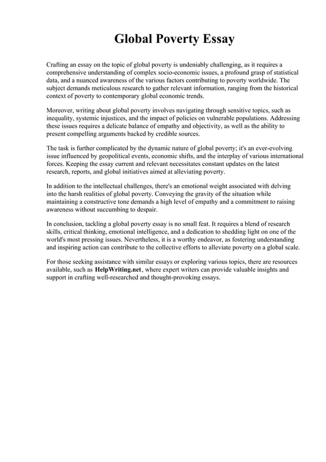 Global Poverty Essay.pdf | Debated Sensitive Social Issues | Sensitive ...