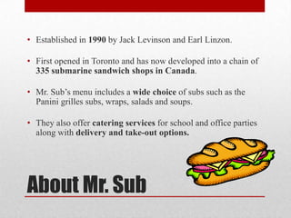 Mr. Subs' expansion to China | PPTX