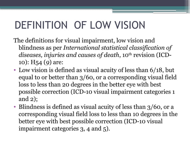 GLOBAL PREVALANCE OF LOW VISION AND BLINDNESS | PPTX