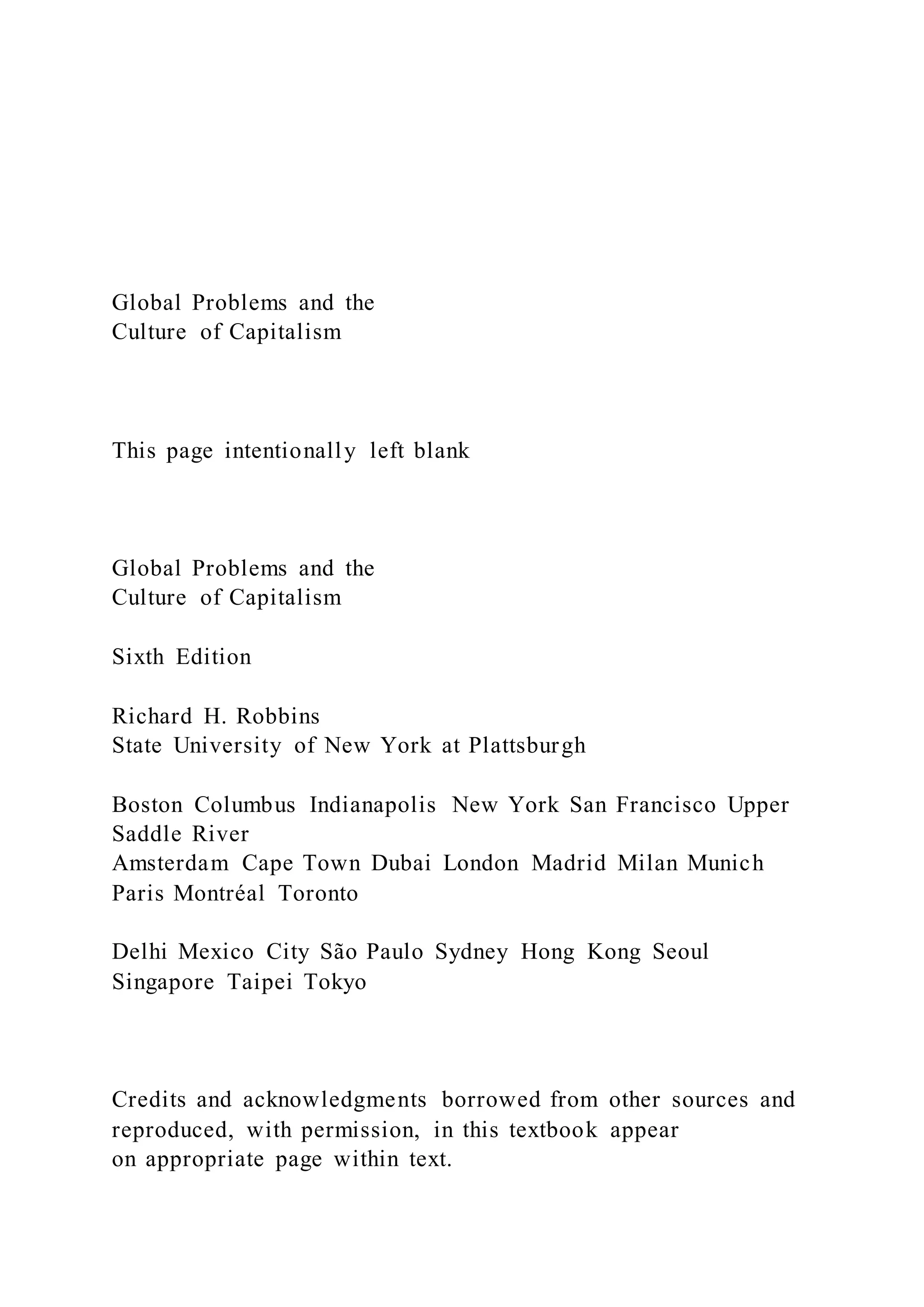 Global problems and the culture of capitalism th | DOCX