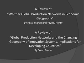 Global Production Networks | PPTX