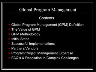 Global Program Management | PPT