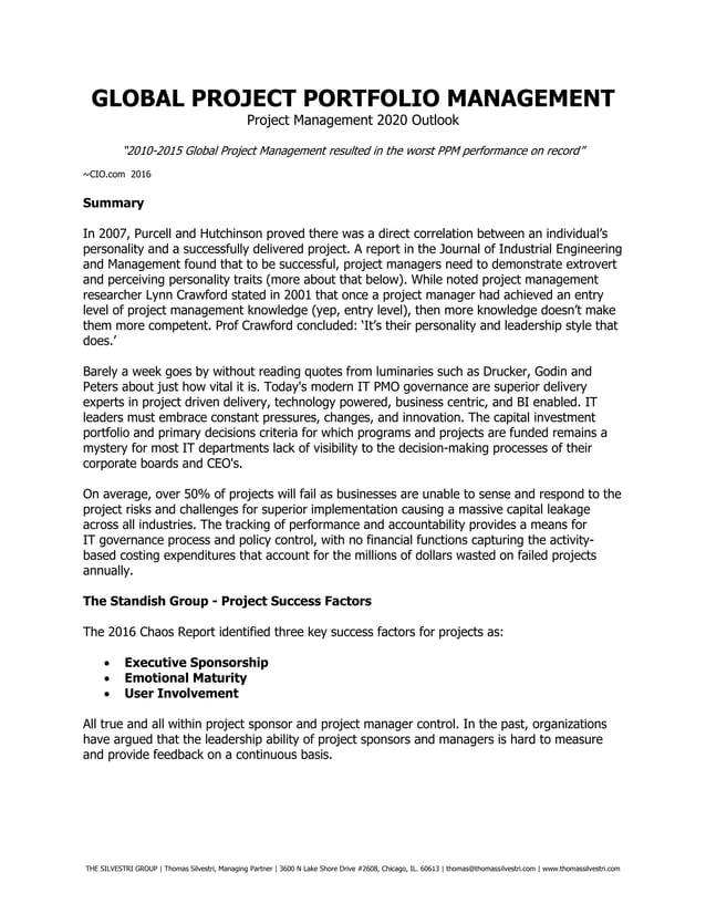 Global Project Portfolio Management | PDF