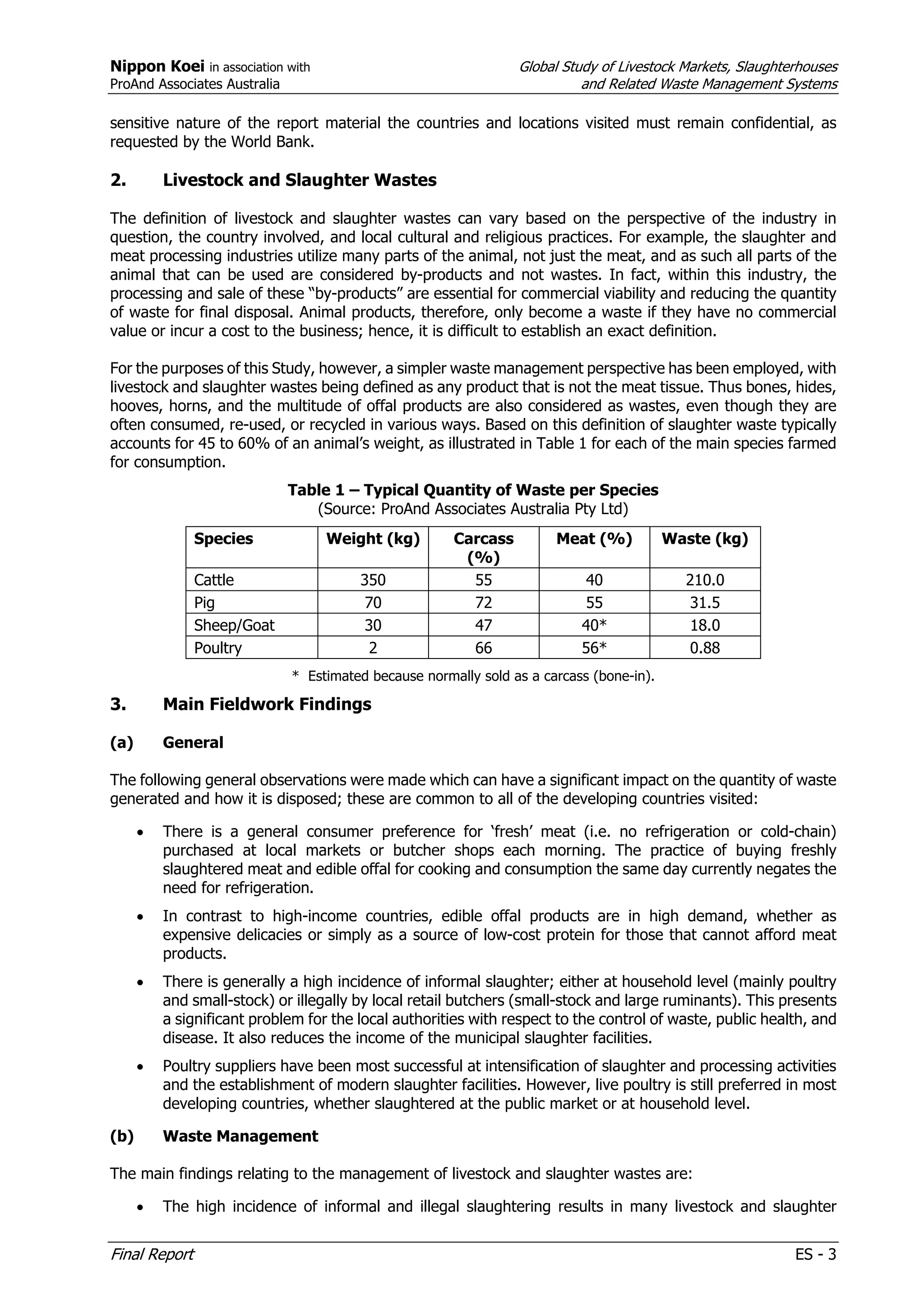 Municipal Live markets, Slaughterhouses and Waste Systems in Developing ...