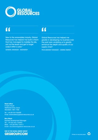 Global Resources Renewables | PDF | Power and Energy Industry | Industries