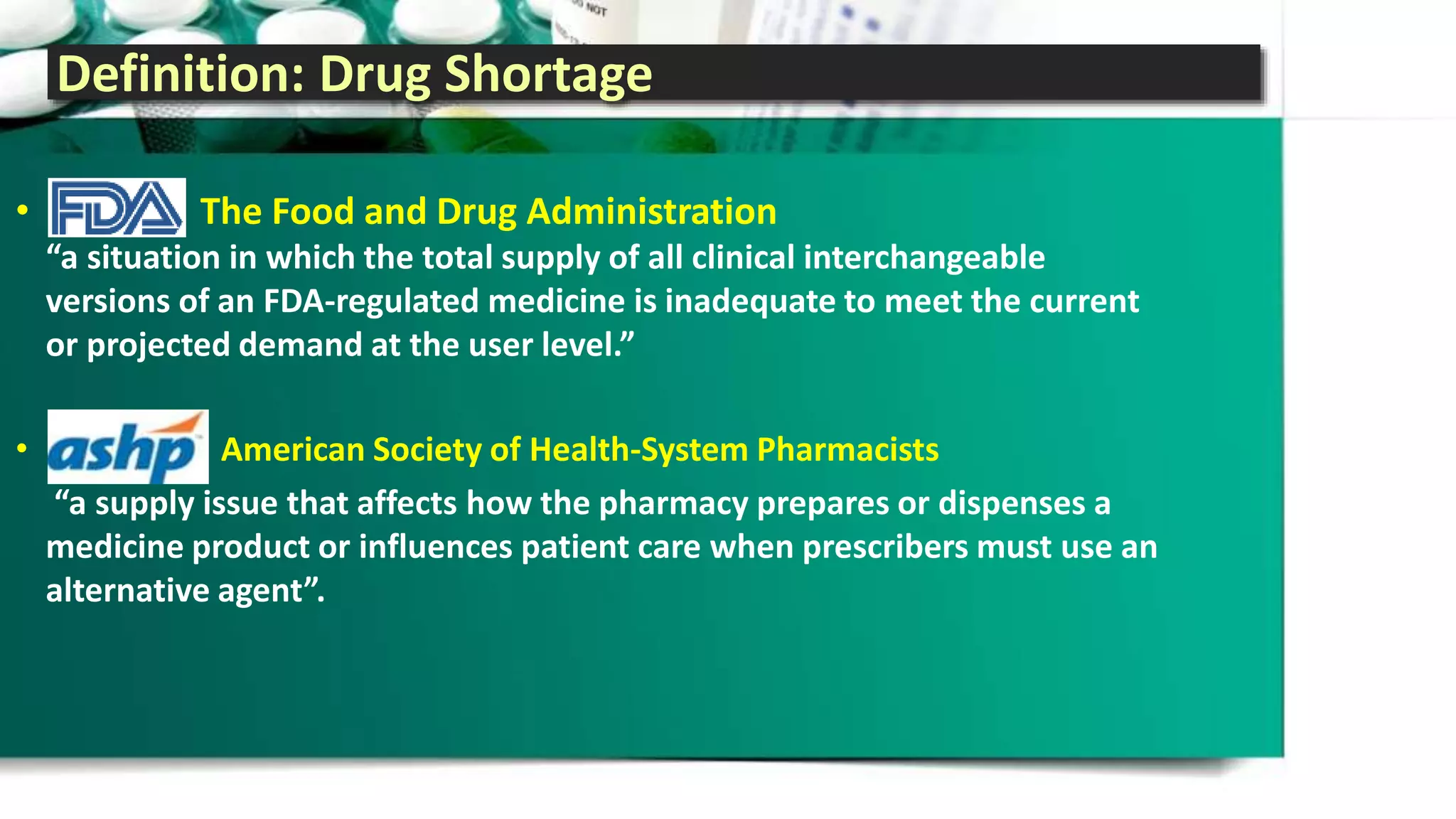 Global Shortage of Medications A.Nouri | PPTX