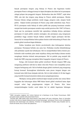 Global sisterhood sebagai konsep untuk integrasi imigran di prancis | PDF