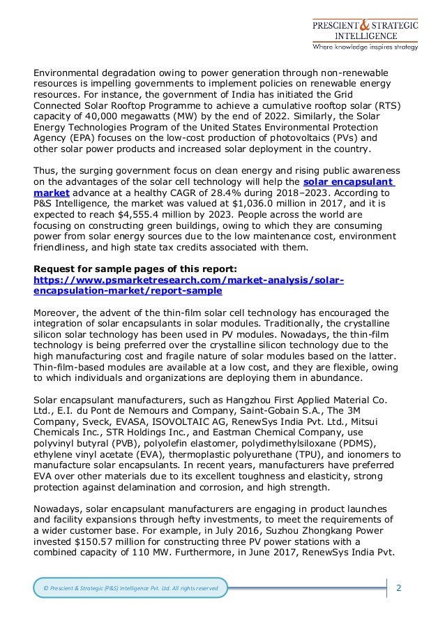 Global Solar Encapsulant Market Analysis and Future Scope | PDF