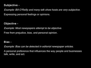 Global studies vocabulary and media bias voacab | PPT